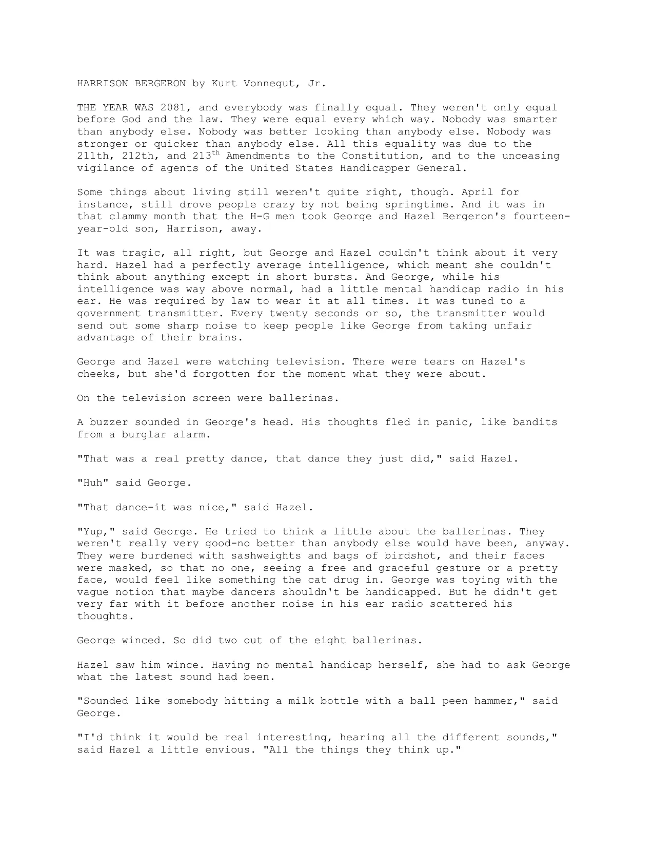 Harrison Bergeron | PDF | Chesser Resources